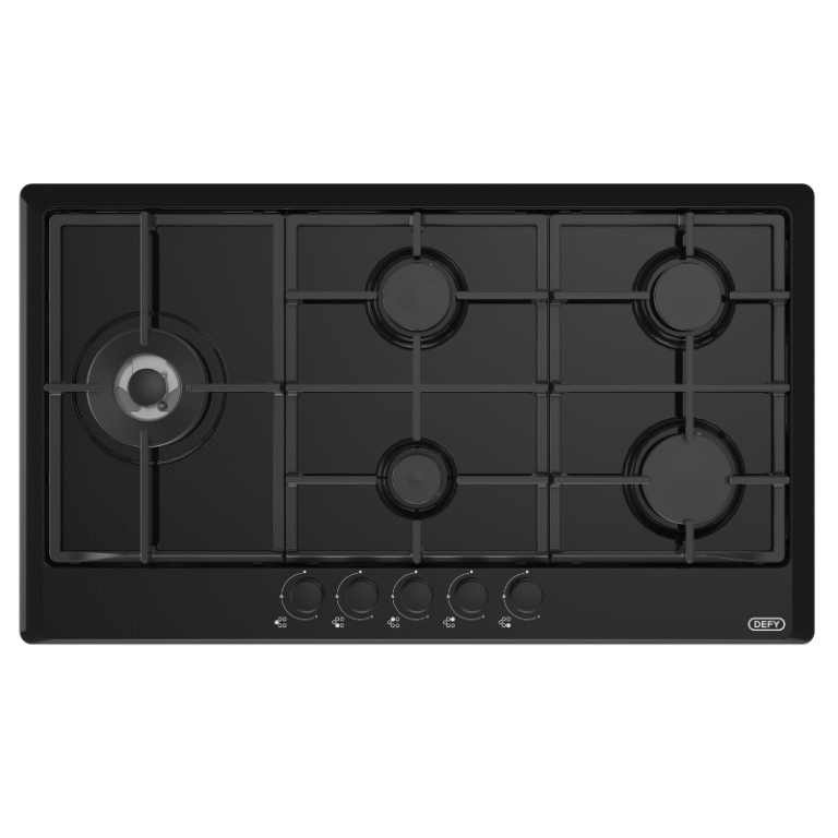 Defy 90cm Gas Hob – 5 Burner Black Stainless Steel - Daily Discounts